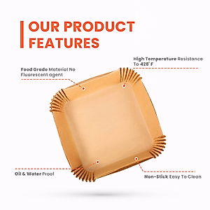 Air Fryer Disposable Paper Liners - 100 Pieces Square Non Stick Parchment Airfryer Filter Liner Basket Sheets 8 Inch for Baking & Oil Proof, Blue, 6