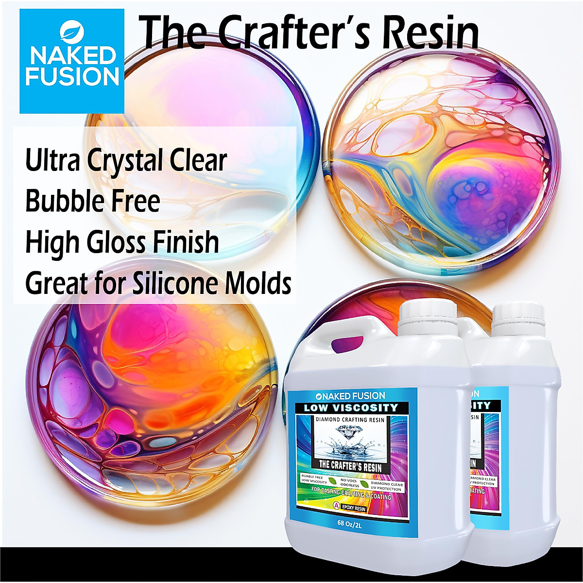 NAKED FUSION Epoxy Resin 1.06 GALLON - Craft Art Resin The CRAFTERS RESIN Crystal Clear Casting, Silicone Molds, Flowers, DIY, Art Wood, River Table, Countertop, Food Safe, Non-Toxic Heat Resistant