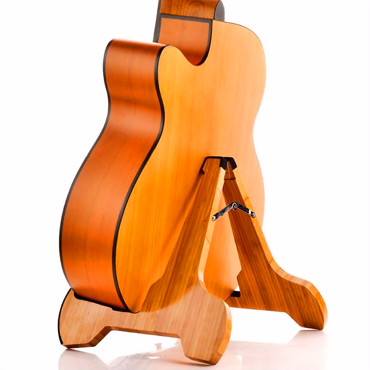 Miwayer Guitar Stand Real Bamboo A-Frame Folding Thickened Universal, with Soft Leather Protection, Safe Non-Slip Portable Stringed Instrument Stand, for Acoustic, Classical, Electric Guitar, Bass…