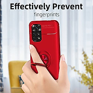 AKABEILA for Oppo A96 4G/Realme 9i/A36 4G/A76 4G/K10 4G/Realme 10T 5G Case Screen Protector Cover [with Tempered Glass Free] Carbon Fiber Silicone Bracket Phone Holder Shockproof Cases 6.59"