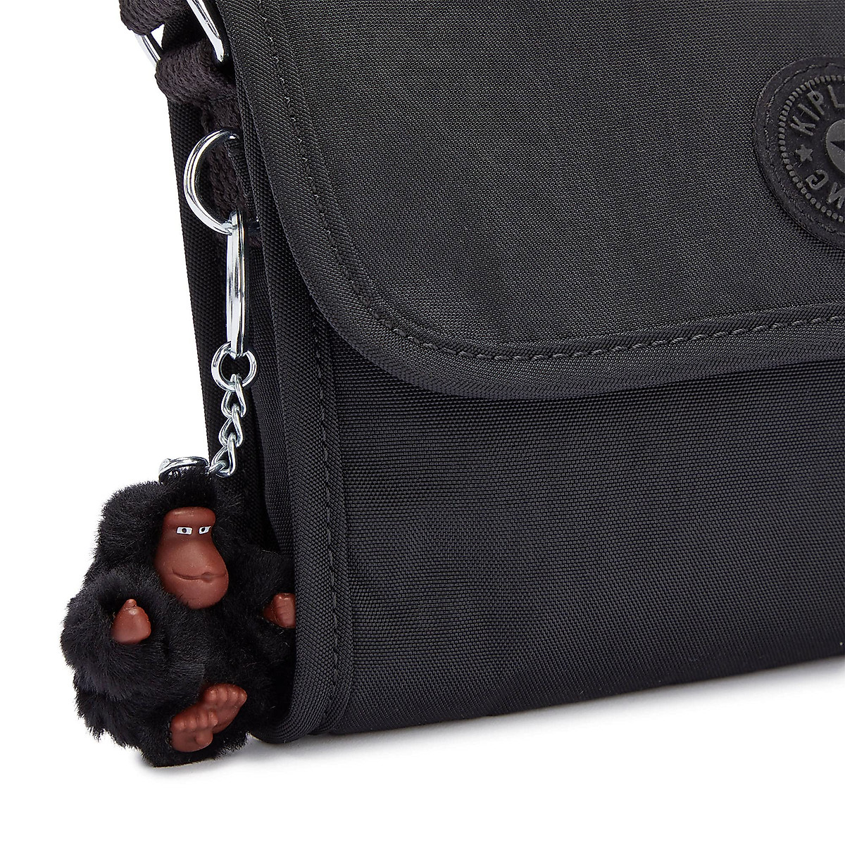 Kipling Womens Women's Berry Bag, Organize Accessories, Spacious, Adjustable Strap, Nylon Crossbody Bag, Black Tonal, 7.75 L x 5.5 H 1.25 D US