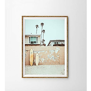 iMagitek Set of 6 Unframed California Coastal Surf Wall Art Prints, Beach Sunset Wall Poster, Surfboard Wall Art (8" x 10")
