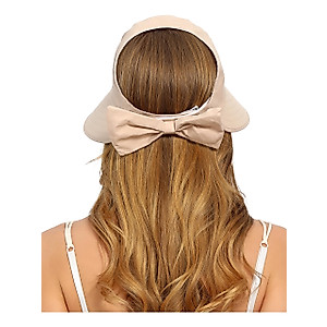 Sun Visor Hat for Women Wide Brim Ponytail Hole UV Protection Summer Cap Packable UPF 50+ Travel Outdoor(Beige)