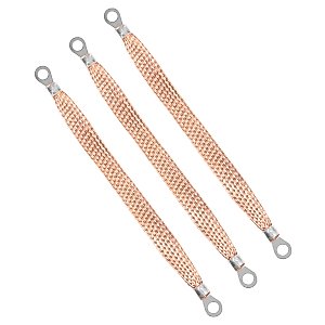 AOCISKA 3PCS Automotive Ground Strap,Heavy Duty Engine Braided Copper Ground Strap,Professional Vehicle Grounding Cable Straps with Rings Terminal Plugs,Universal Ground Straps for Most Cars