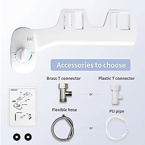 Toilet Seat Bidet Attachment Fresh Water Spray Non-Electric Bidet Toilet Attachment in White with Self Cleaning Nozzle