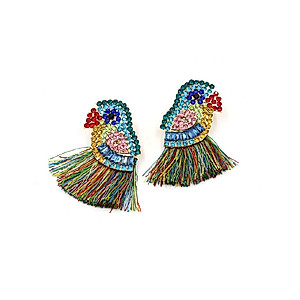 Parrot Earrings for Women, Bird Parrot Tassel Earrings for Womens, Rhinestone Parrot Dangle Earrings Hypoallergenic, Cubic Zirconia Parrot Drop Earrings, Parrot Jewelry -s Funny Earrings