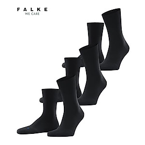 FALKE Unisex Run 3-Pack Socks, Lightweight, Breathable, Skin-Friendly, Cotton, Light Cushion, Classic Athleisure, Black (Black 3000), 9-10, 3 Pairs