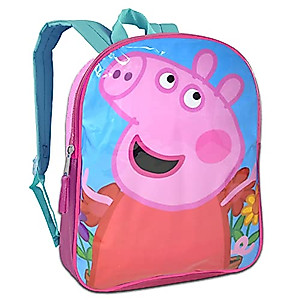Screen Legends Peppa Pig Backpack and Lunch Box Set - Bundle with 15" Peppa Pig Backpack, Lunch Bag, Tattoos, and More | Peppa Pig Backpack for Girls