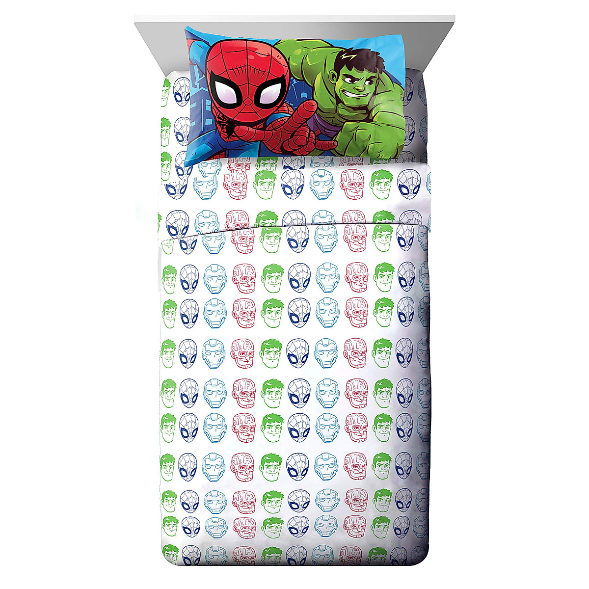 Jay Franco Marvel Super Hero Adventures Avengers Heroes Amigos 4 Piece Toddler Bed Set – Super Soft Microfiber Bed Set – Bedding Features Captain America, Hulk, Iron Man, & Spiderman