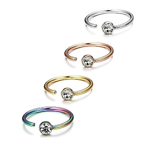 KOICCVQQ Charm Colour Nose Nail Studs Diamonds Body Piercing Opening Design Handmade Hypoallergenic Piercing Trinket Creative Personality Unique Set Water Drill Nose Nail Studs Gold