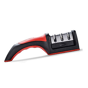 Original Premium Knife Sharpener, Professional Kitchen Chef 3 Slot Design, Easy Sharpening, Slip Resistant Grip, Safely Sharpen Knives, Restore Dull Knife for A Sharp Edge