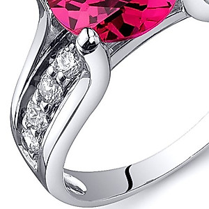 Solitaire Style 2.50 carats Cubic zirconia Ruby Ring in Sterling Silver Rhodium Finish Size 9, Available in Sizes 5 thru 9
