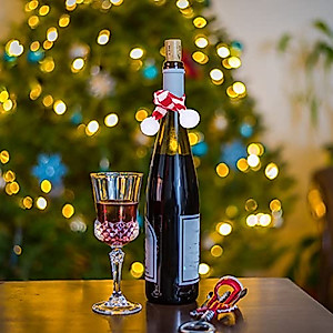 LUOZZY 18Pcs Christmas Mini Knit Scarf Miniature Snowman Scarf Mini Doll Scarf Mini Santa Claus Scarf Christmas Knitted Scarf for Wine Bottle Christmas Party Supplies (Red White, 1 * 23cm)