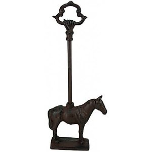 Standing Horse Door Stop Porter with Handle, Rustic Cast Iron, 18-inch