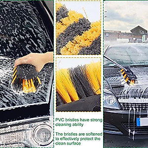 JINHILL Car Wash Brush Head Soft Bristle Scrub Washing Brush for Car Trcuk Auto RV Boat Camper Deck Cleaning (Yellow/Black)