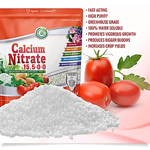 Calcium Nitrate 15.5-0-0 Fertilizer - Made in USA - 5LB Greenhouse Grade Plant Food for Hydroponics, Plants & Gardens – Fruit, Vegetables. Blossom End Rot Tomatoes