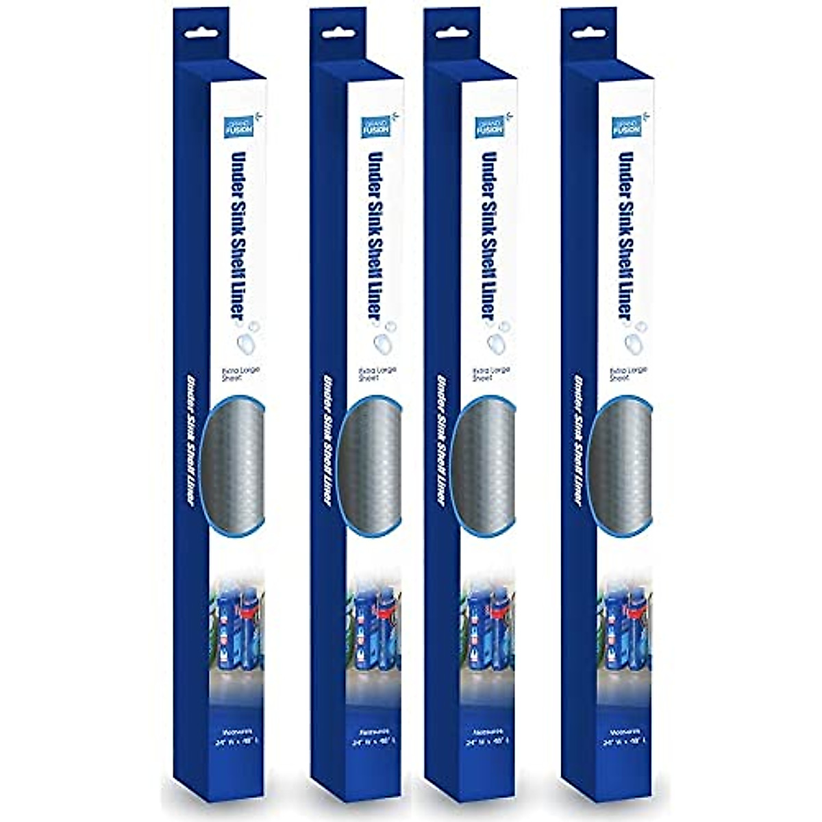 Grand Fusion Under Sink Shelf Guard, 48 inch x 24 inch Durable Shelf Liner Protects from Spills - Set of Four (4)