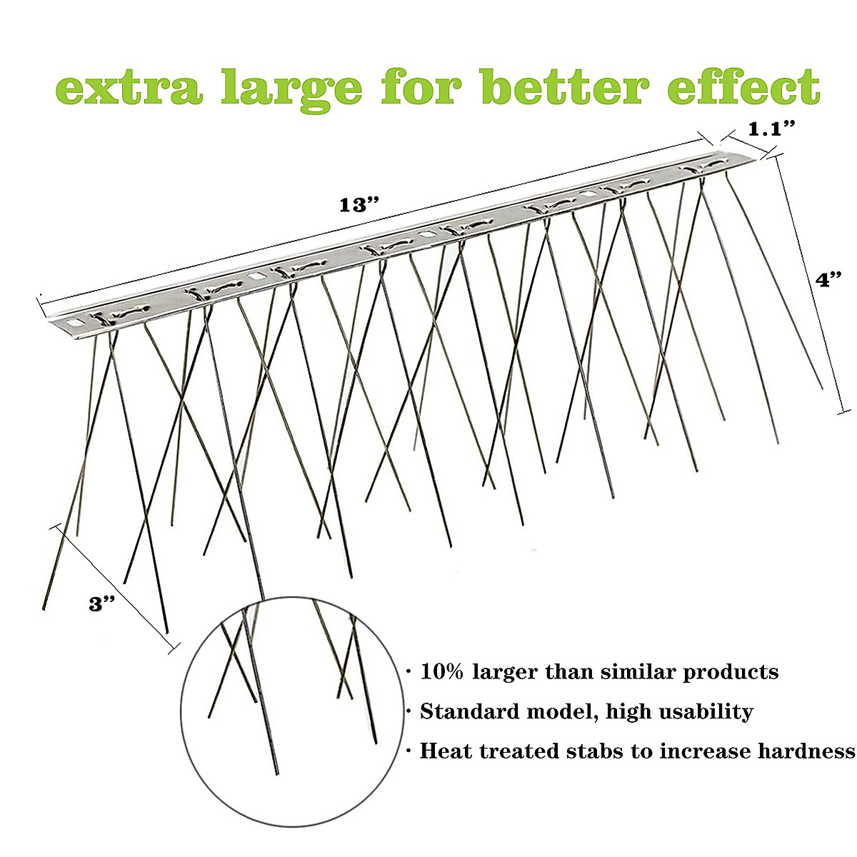 ZHENT Anti Bird Spikes for Pigeons and Small Birds,Full 304 Stainless Steel Bird Arrow Kit,21.6Ft Bird Deterrent Spikes Repellent Fence Spikes(20 Pack Uninstalled)