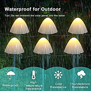 PChero Solar Mushroom Lights Outdoor Waterproof, 12 LED 8 Lighting Modes Mini Mushroom Fairy String Lights for Garden Yard Landscape Patio Lawn Pathway Wedding Party Christmas Decor (Warm White)