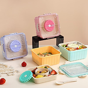 Salad Lunch Box Container 40-oz Salad Bowl with 3 Compartments, Salad Dressings Container for Salad Toppings, BPA-Free and Built-In Reusable Fork(orange)