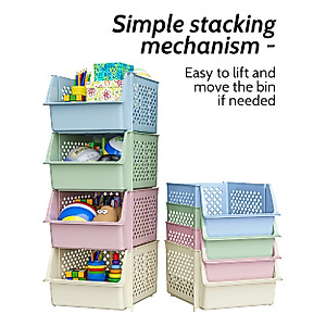Skywin Stackable Storage Bins for Pantry - 8 Pack Stackable Bins For Organizing Food, Kitchen, and Bathroom Essentials (Multi)