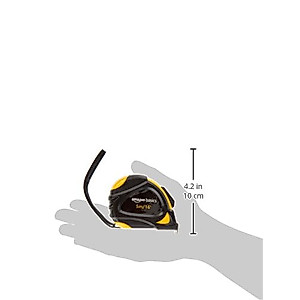 Amazon Basics Self-Locking Tape Measure - 16-Feet (5-Meters), Inch/Metric Scale, MID Accuracy
