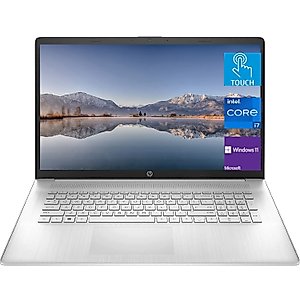 HP 17 Laptop, 17.3" HD Touchscreen Display, 12th Gen Intel i7-1255U Processor, 16GB RAM 1TB PCIe SSD, Backlit Keyboard, Webcam, WiFi, Bluetooth, Windows 11 Home, Natural Silver
