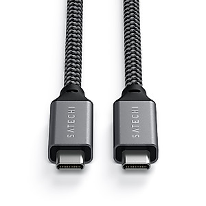 Satechi USB C to USB C 4.0 Pro Cable, 140W Power Delivery, 8K Resolution @ 60Hz, 4K @ 120Hz Single or 4K @ 60Hz Dual Display, 40Gbps Data Transfer, Downward Compatible to 2.0 USB C Devices (10in/25cm)