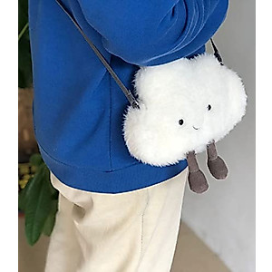 QZUnique Heart Shaped Handbag Women's Faux Fur Crossbody Bag Plush Wallet Purse Chain Shoulder Bag