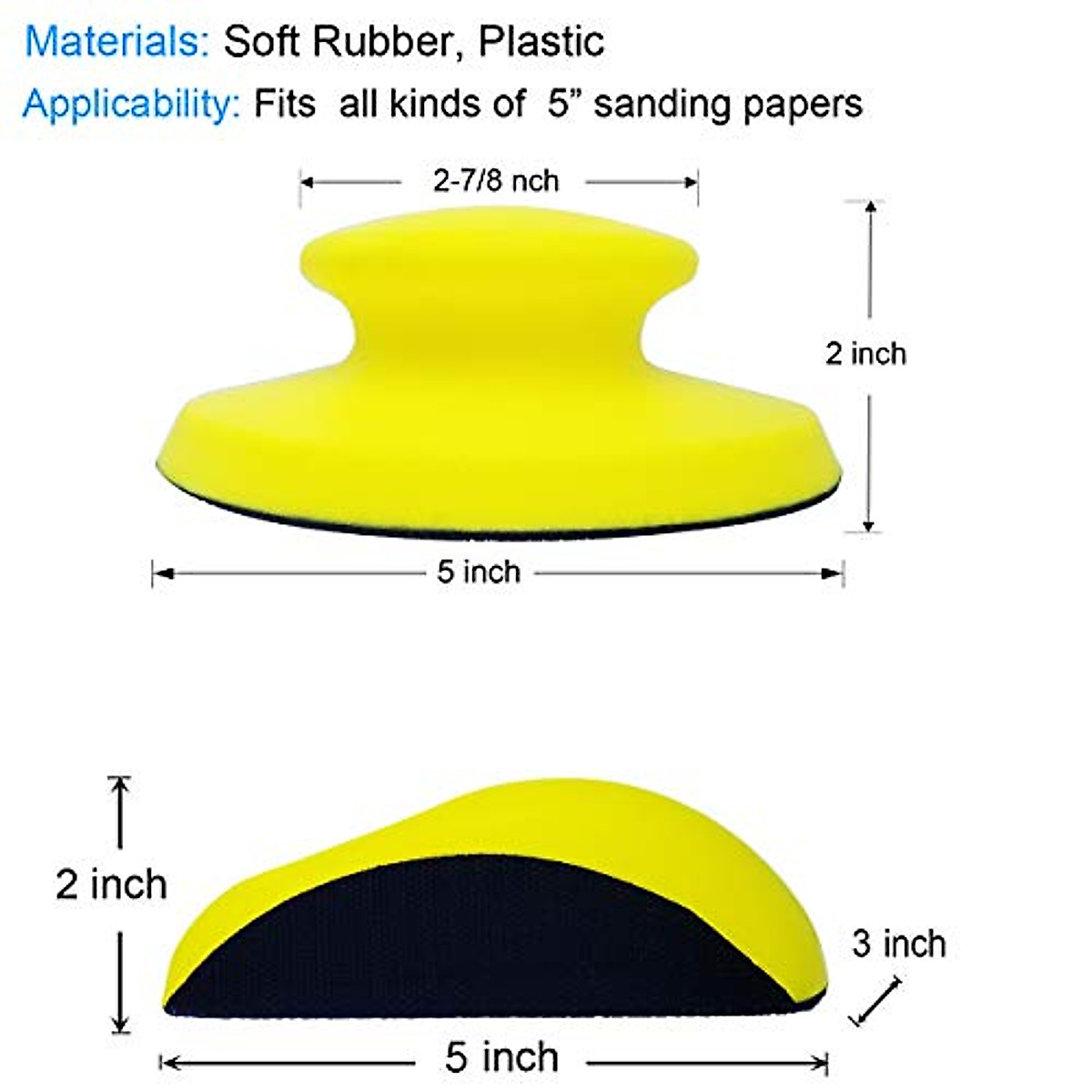 Tockrop 2 Pack 5 Inch Hand Sanding Blocks Round and Mouse-Shaped for 5 Inch Hook and Loop discs Ideal For Wood Furniture Restoration Home Arts and Crafts
