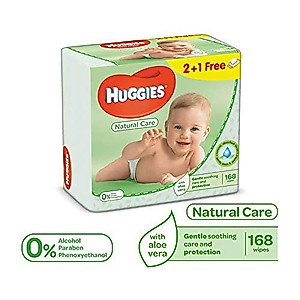 Huggies Baby Wipes Natural Care with Aloe Vera, 56 Count, Pack of 12, Total 672 Wipes