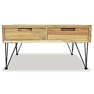 QJBSAVVA Coffee Table 31.5"x31.5"x15.7" Solid Teak,Entrance Table Tray Tables Center Table Low Table Suitable for Meeting Rooms, Reception Rooms, Offices