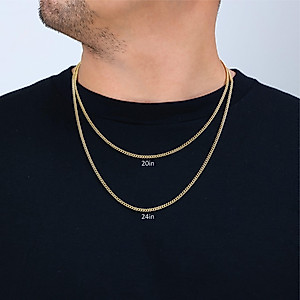 Nuragold 10k Yellow Gold 3mm Miami Cuban Link Chain Pendant Necklace, Mens Womens Jewelry 16" 18" 20" 22" 24" 26" 28" 30"