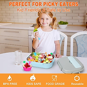 SEANSDA 70 Pcs Silicone Lunch Box Dividers Set, Thicked Silicone Cupcake Liners for Baking, Reusable Lunch Bento Box Accessories with Animal Food Picks for Kids (20 Cupcake Cup + 50 Picks)