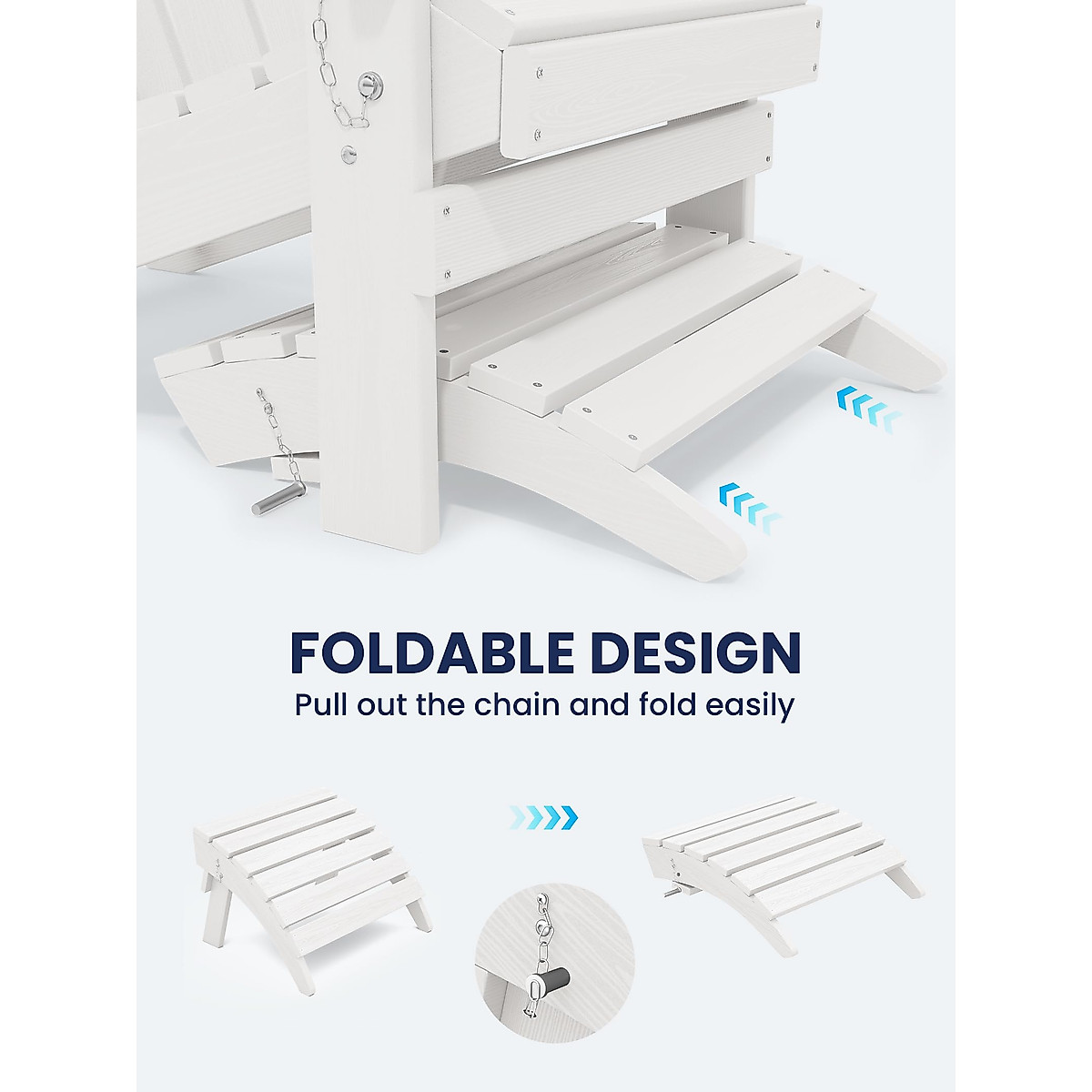 KINGYES Folding Adirondack Ottoman for Adirondack Chair, White