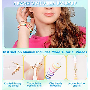 Dowsabel 15000 Pcs Clay Beads Bracelet Making Kit, 4 Boxes 72 Colors Friendship Clay Beads Bracelet Kit with Charms Kit for Jewelry Making, DIY Arts and Crafts Gifts for Kids and Adults