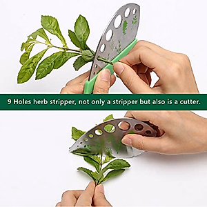 Herb Scissors Herb Stripper Set, Luxiv Stainless Steel Herb Cutter Tools 5-Blades Scissors with Herb Stripping Tool, Safe Cover, Cleaning Comb Multi-blade Herb Shears 2 IN 1 Herb Tools Kits (Green)
