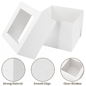 Moretoes 10pcs Cake Boxes 10x10x8 Inches White Bakery Boxes with Window Tall Cake Containers Dessert Cardboard Boxes Cake Carrier for Bundt Cupcakes Pies Donuts