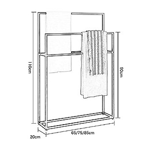 M-TOP Bathroom Towel Holder Stand Floor, Free Standing Towel Rack Ladder, 2 Tier Black Towel Rail Stainless Steel Towel Valet, Blanket Stand Rail for Comforters, Clothes and Quiltsblack-85x20x110