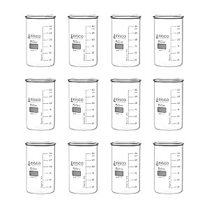 Eisco 12PK Tall Form Beakers Without Spout, 150mL - Graduated - Borosilicate Glass - Berzelius Beaker