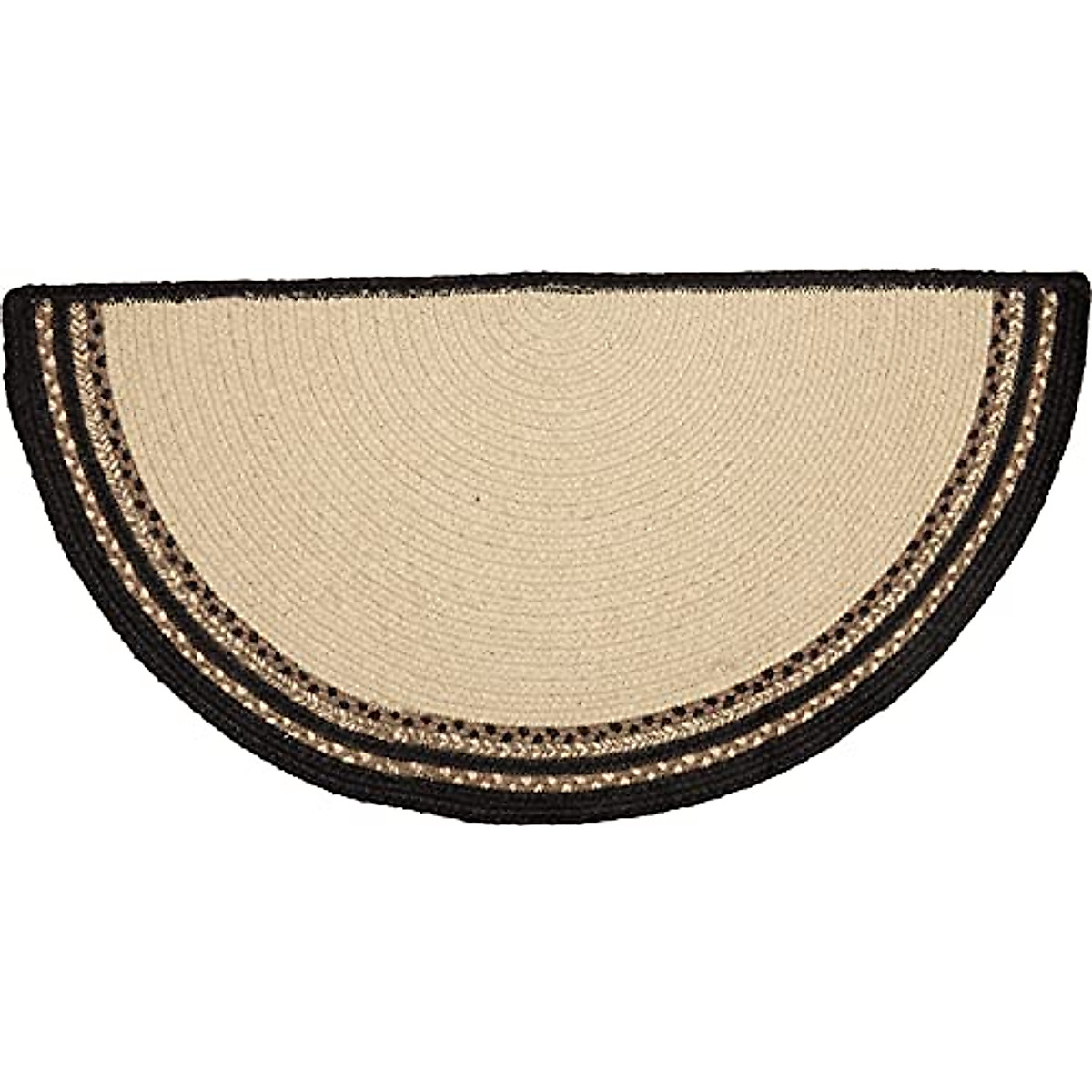 VHC Brands Sawyer Mill Small Jute Half Circle Area Rug Farmhouse Solid, Entryway Kitchen Doormat Non Skid Pad 16.5x33 (Cow)
