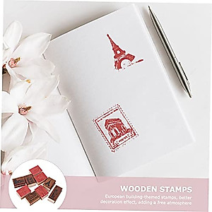 COHEALI 9pcs Retro Wooden Seal Travel Scrapbook Letter Decor Stuff Envelope Stamp Retro Wood Stamper Wooden Scrapbooking Stamps Wooden Brown Xmas Wood Stamps Photo Album Stamps Seal