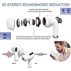 Wireless Earbuds Bluetooth Headphones with Charging Case Noise Cancelling 3D Stereo Headsets Built in Mic in Ear Ear Buds IPX5 Waterproof Air Buds for iPhone/Android/airpod pro case