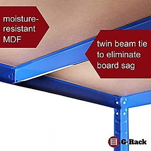 G-Rack 71" H x 47" L x 24" W Garage Storage Shelving Unit - Metal Shelf - Built to Last Storage - Heavy Duty 5 Tier Storage Shelf - Blue Shelving Unit Free Bay Connectors - 5-Year Support