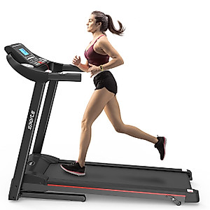 Anwick Foldable Treadmill, 2.5HP Electric Walking Machine, 5'' LCD Screen, 250 LB Capacity, MP3, Steel, Black