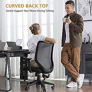 ETasker Office Chair with Adjustable Arms Mid-Back Desk Chair Black - Breathable Mesh Ergonomic Office Chair - Swivel Computer Chair with Rocking Function - Height Adjustable Home Office Desk Chair