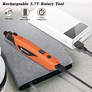 HARDELL 3.7V Cordless Rotary Tool, Mini Rotary Tool With 66pcs Accessories,3-Speeds And Portable Rotary Tool Kit For Sanding, Polishing, Cutting, Carving And Engraving, 700mAh Lithium Battery