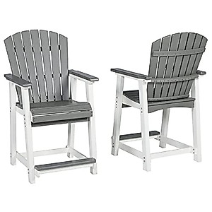 Signature Design by Ashley Outdoor Transville HDPE Patio Barstool, 2 Count, Gray