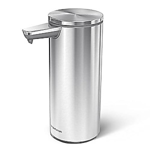 simplehuman 9 oz. Touch-Free Rechargeable Sensor Liquid Soap Pump Dispenser, Brushed Stainless Steel