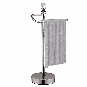 ROLABAM Heavy Weighted Hand Towel Holder(with Crystal Ball) Hand Towel Holder Stand Total Height 15.7'' for Kitchen,Bathroom,Vanity and Countertops,Classic Metal fingertip Towel Holder,Brushed Nickel